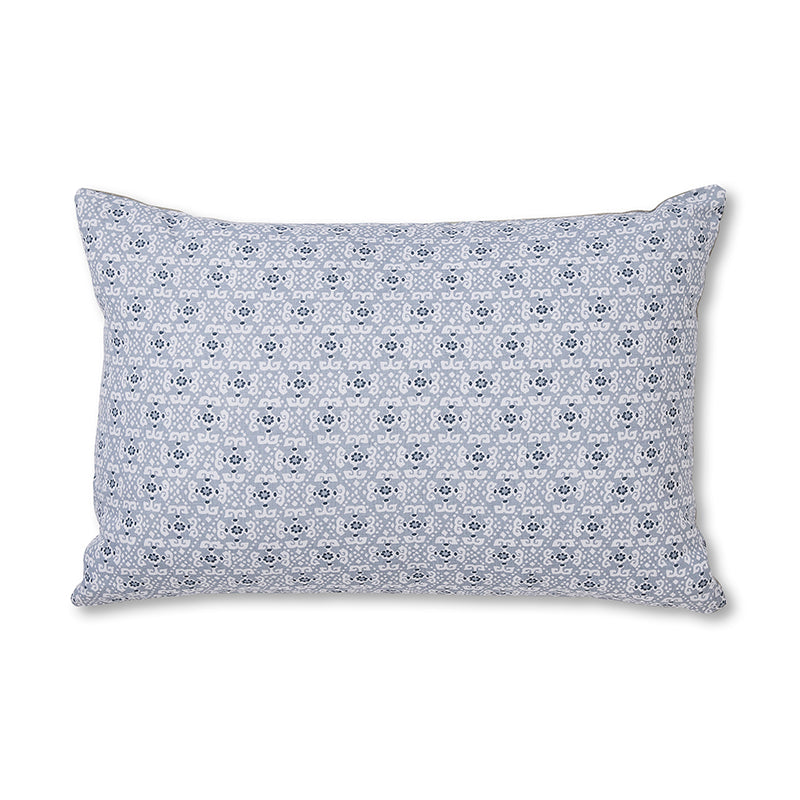 Francis Blue Linen Lumbar Cushion | Madras Link