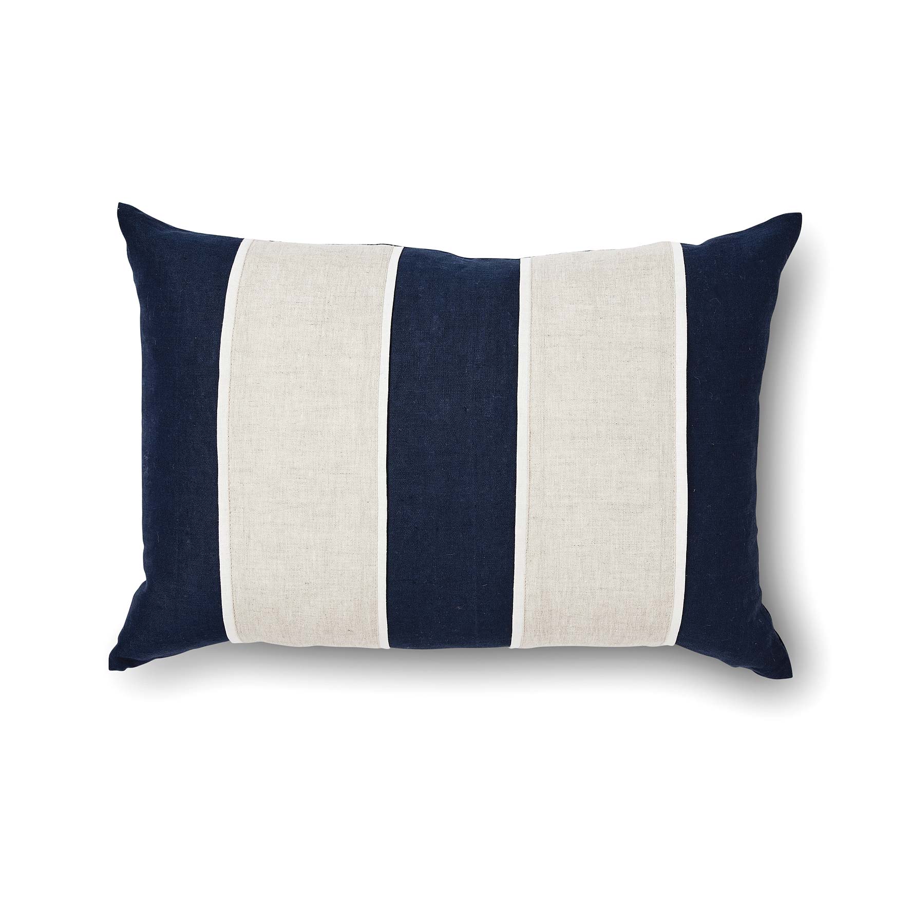 Riley Patch Lumbar Cushion - Navy / Linen | Madras Link