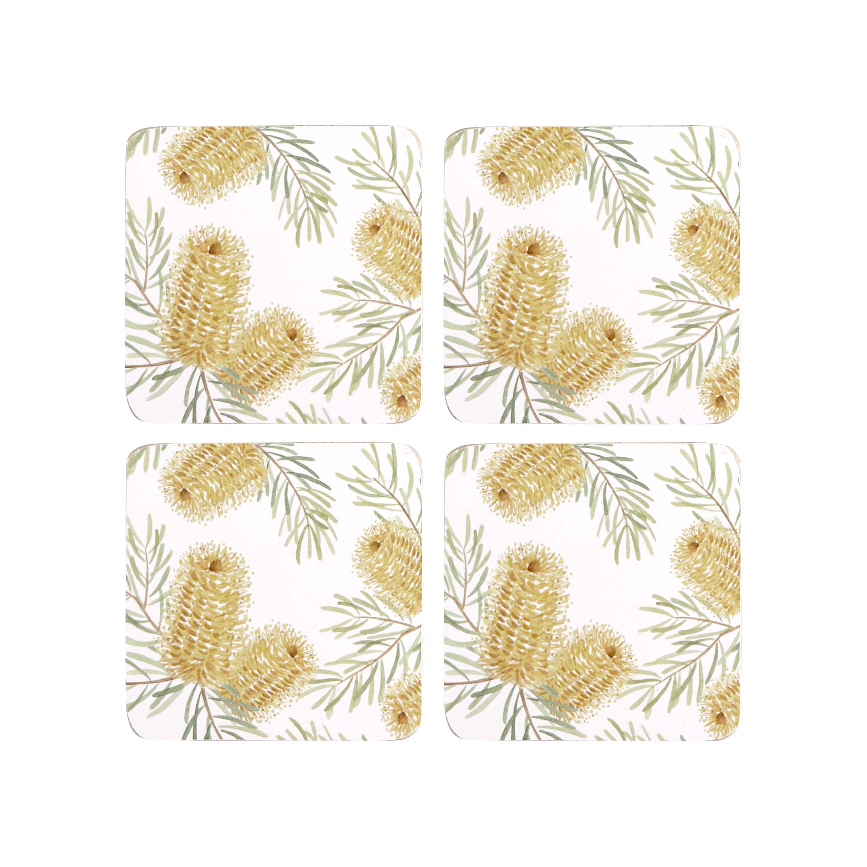 Banksia Rectangular Coasters - Set of 4 | Madras Link
